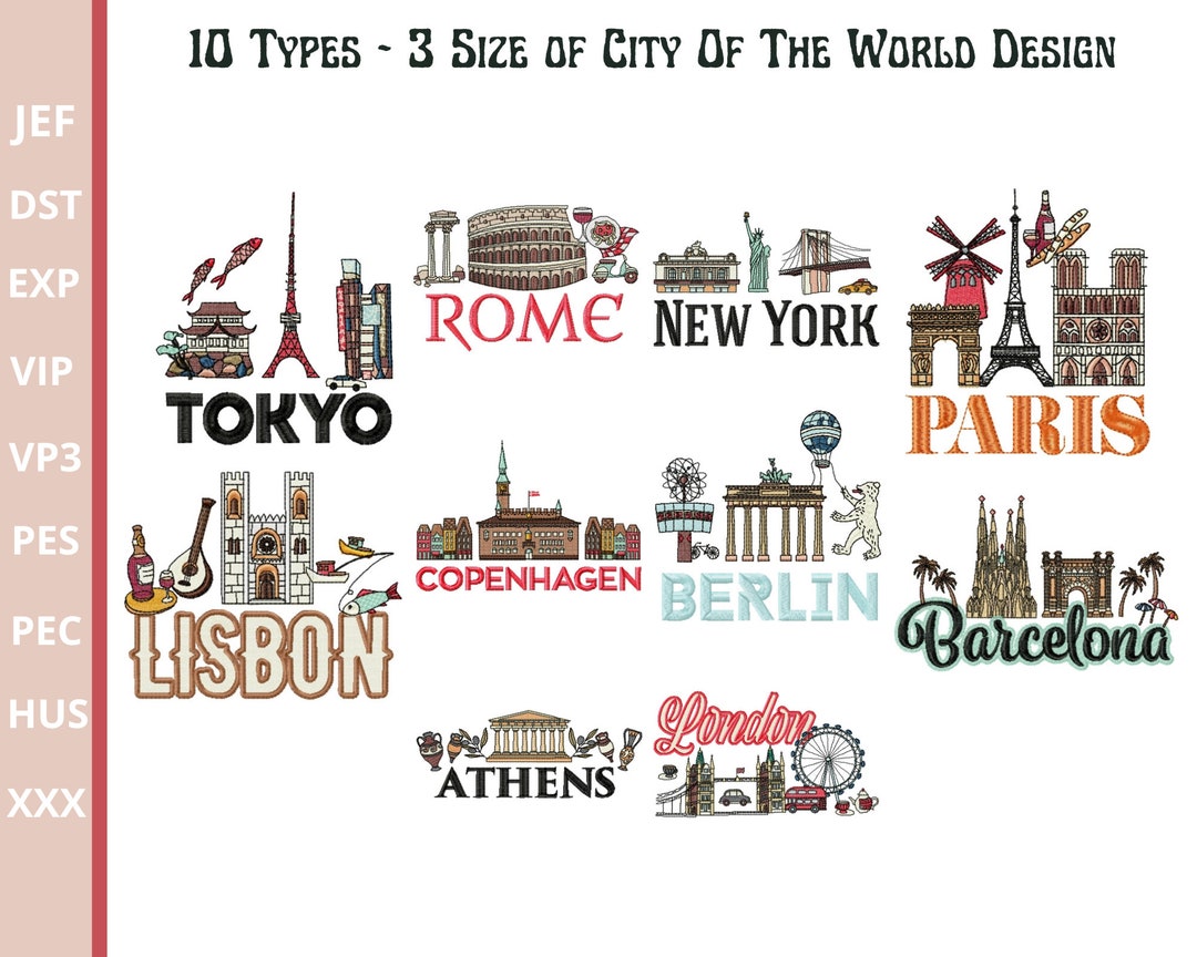 City of the World Embroidery Designs - Instant Download - Etsy