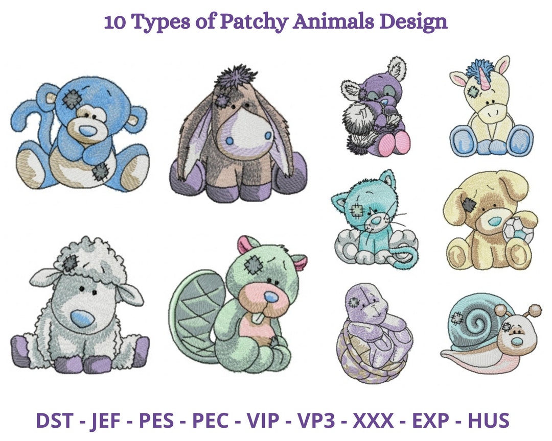 Patchy Animals Embroidery Design - Machine Embroidery Pattern - 10 ...
