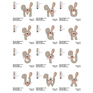 Bunny Font Alphabet Embroidery Designs- Font Machine Embroidery Pattern ...