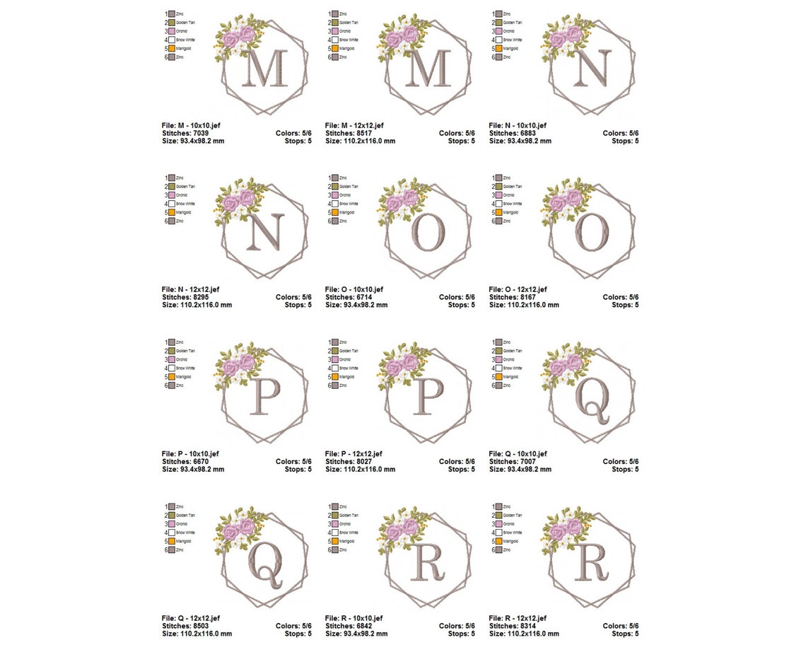 Floral Alphabet Embroidery Design , Wedding Concept Font Design in ...