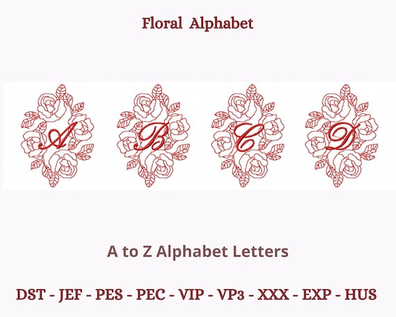 Floral Alphabet Embroidery Design Font Embroidery Pattern - Etsy