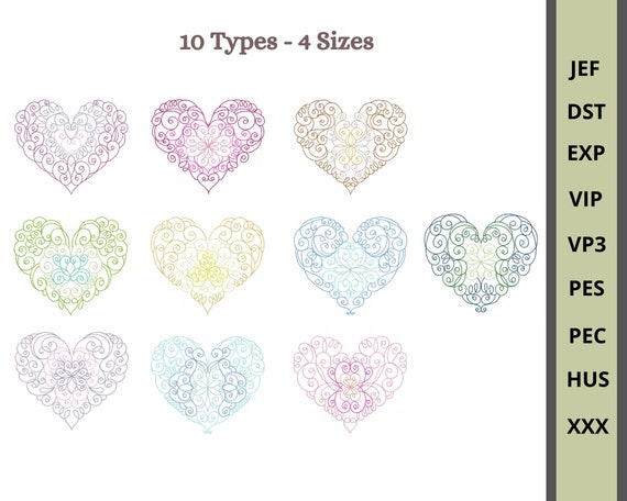 Creative Heart Embroidery Design Machine Embroidery Pattern - Etsy