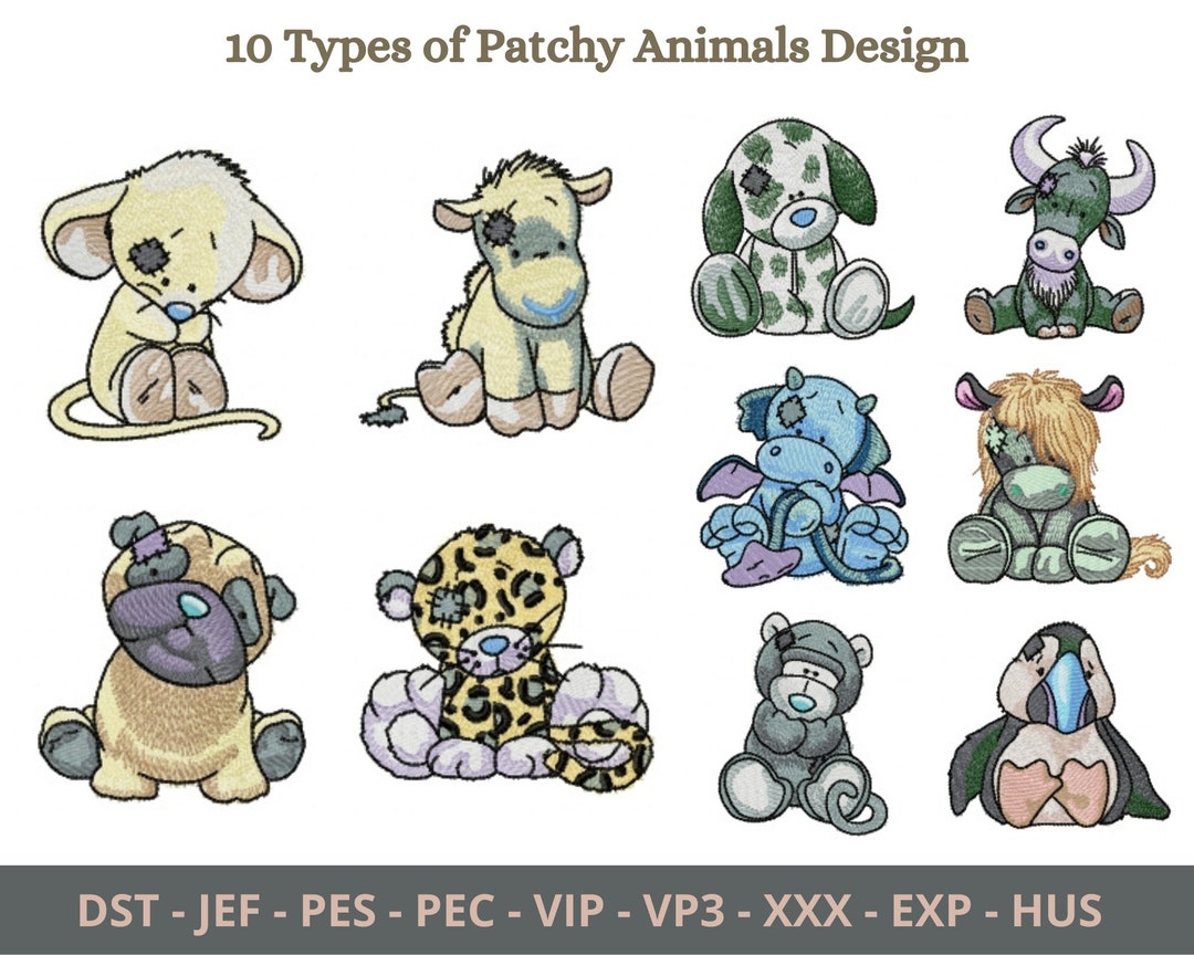 Patchy Animals Embroidery Design - Machine Embroidery Pattern - 10 ...
