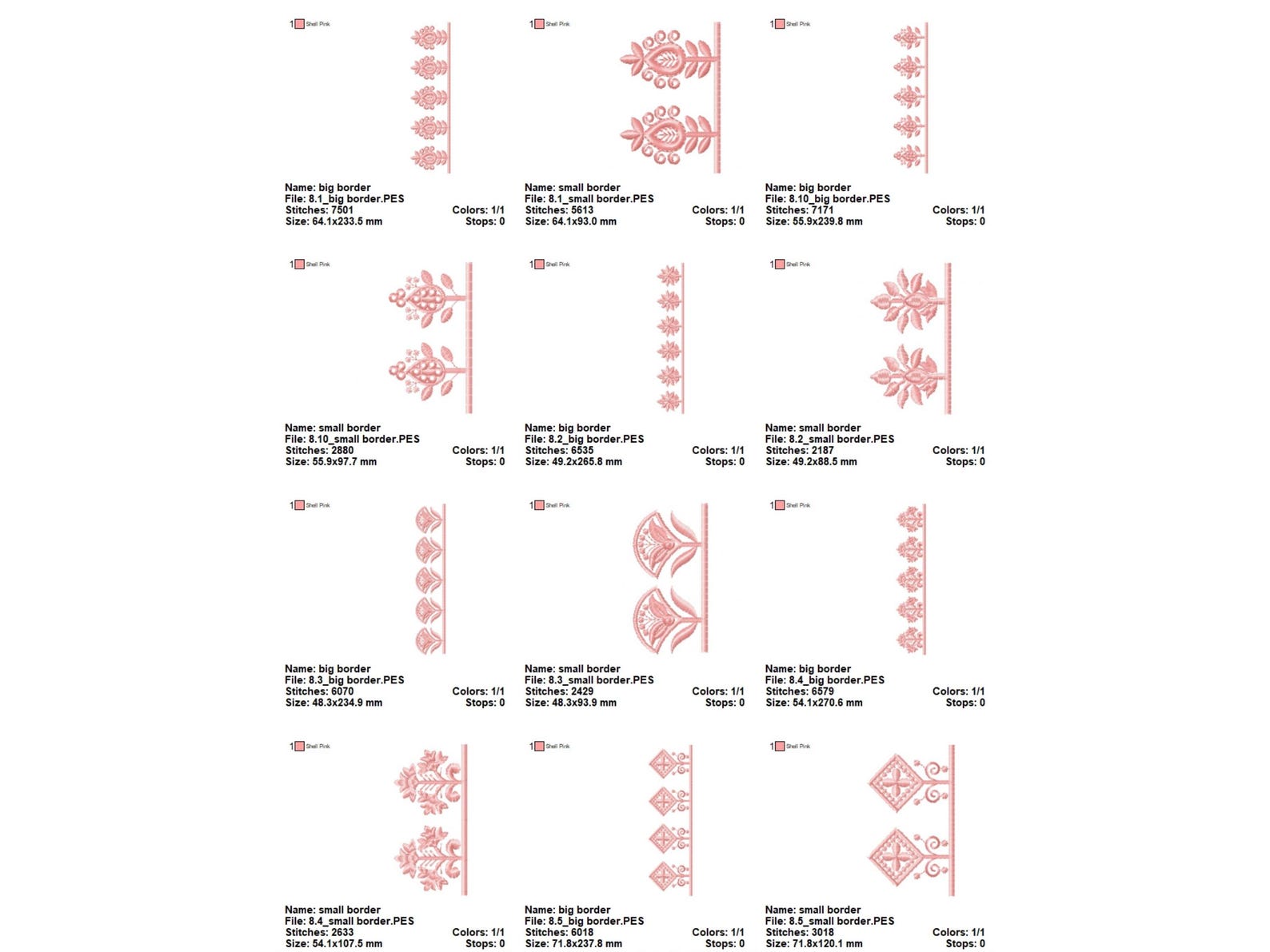 Endless Border Embroidery Designs – 2 Sizes (5 Inch & 10 Inch) – Floral ...