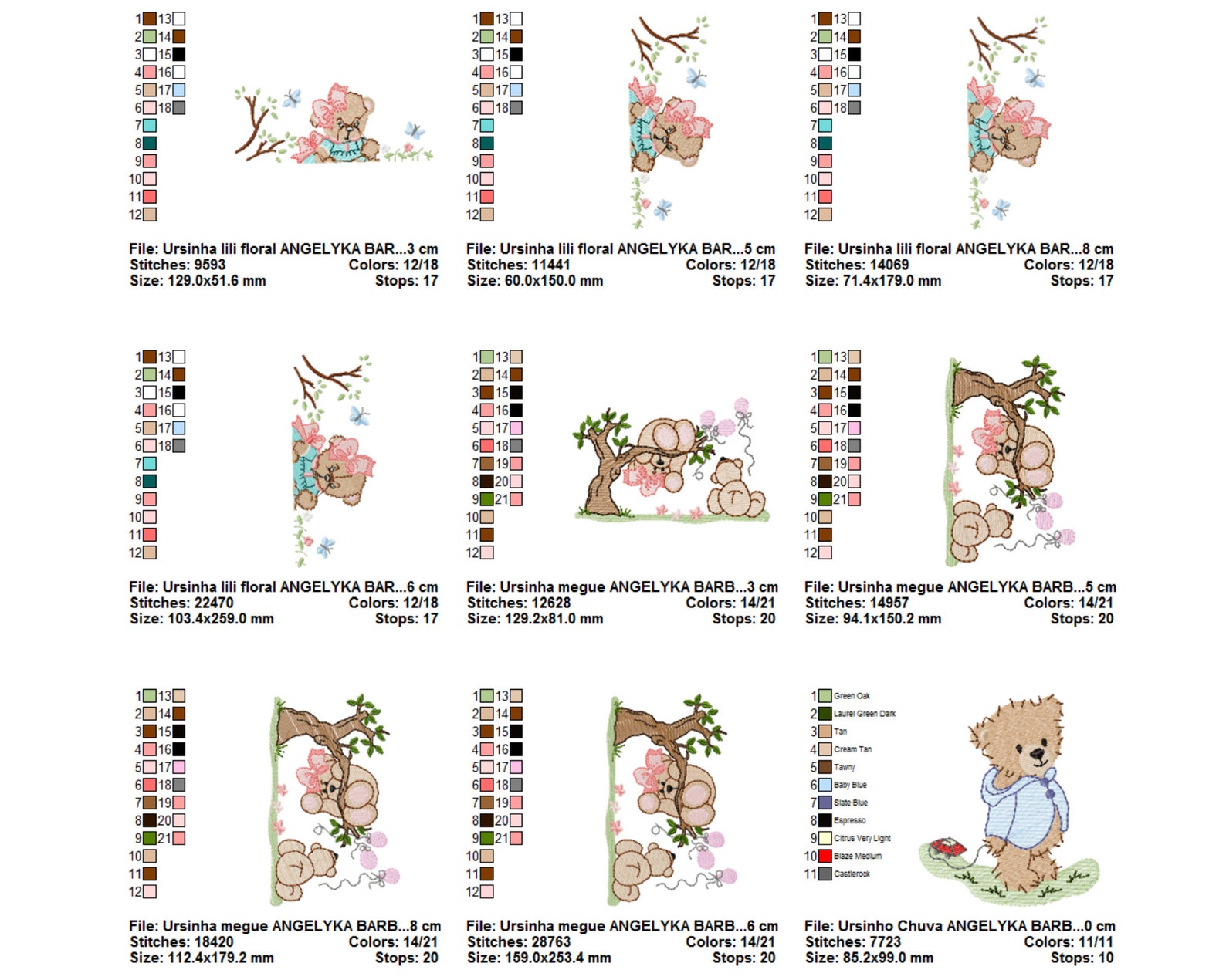 Cute Teddy Embroidery Designs - 4 Sizes - Instant Download - Etsy