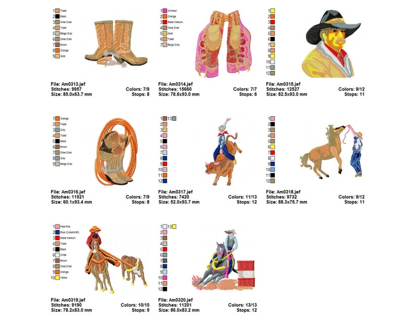 Cowboy Embroidery Design Machine Embroidery Pattern 20 - Etsy