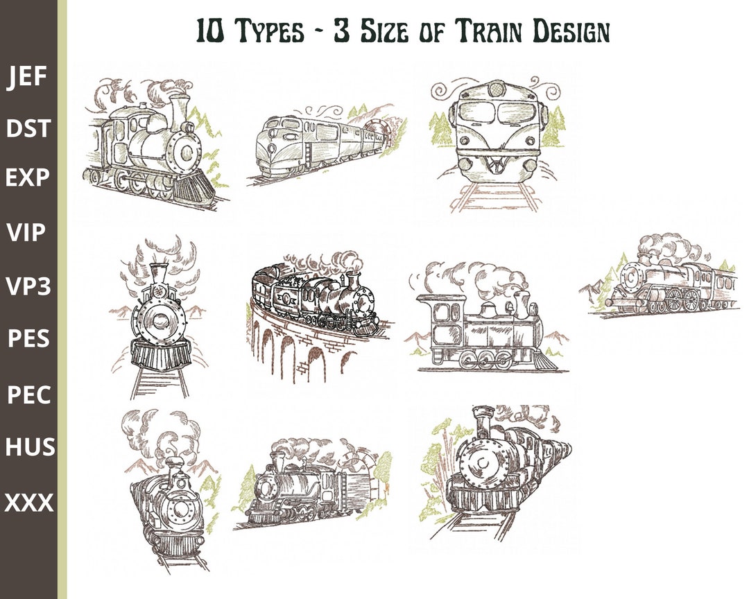 Train Embroidery Design, Train on Bridge Machine Embroidery Design ...