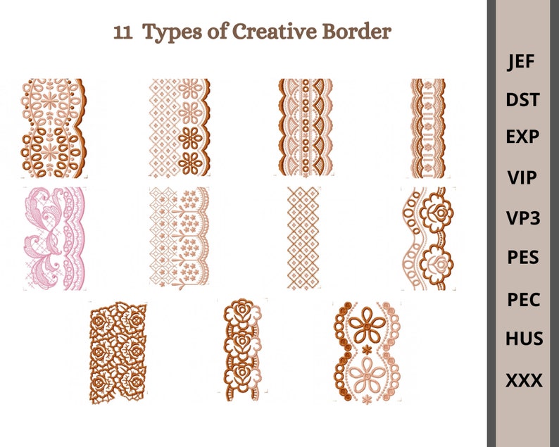 Creative Border Embroidery Designs, Flower Border Machine Embroidery ...