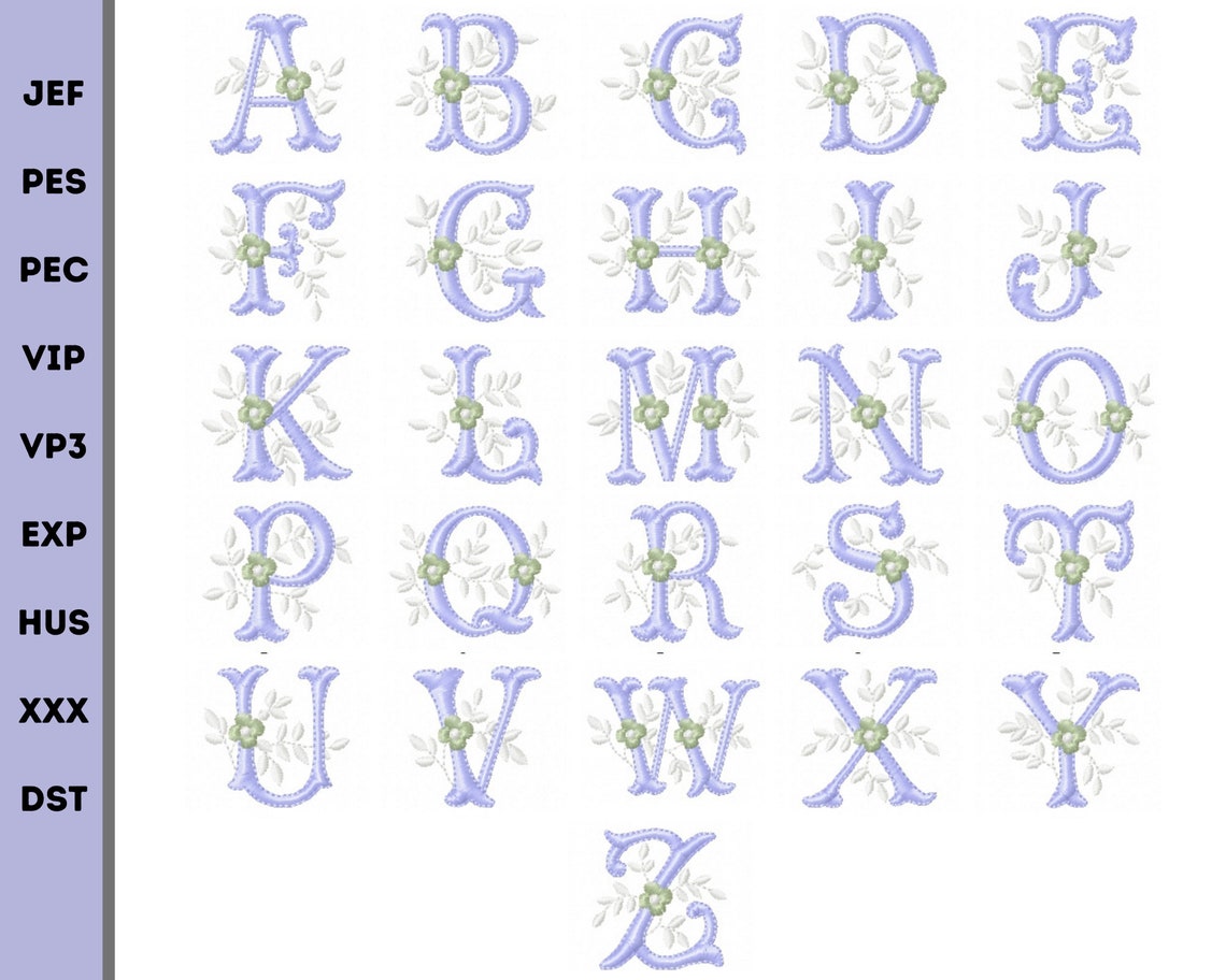 Floral Alphabet Embroidery Designs Instant Download | Etsy