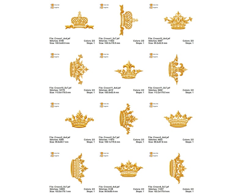 Royal Crown Embroidery Design Machine Embroidery Pattern - Etsy
