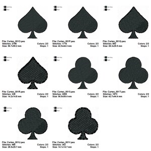 Playing Card Suits Embroidery Designs | Heart, Diamond, Club & Spade ...