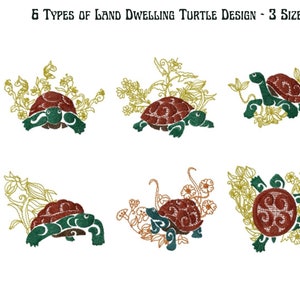 6 - Type , Land Dwelling Turtle Embroidery Design , Instant Download ...