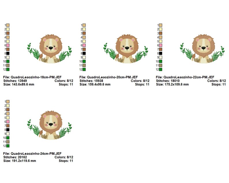 Cute Jungle Baby Lion Safari Embroidery Designs, Lions in Fame With ...