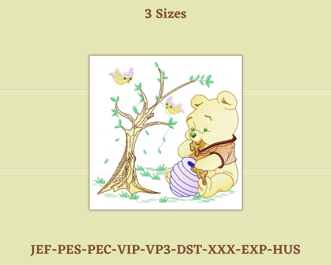 Pooh and Tree Embroidery Design - 3 Sizes - Instant Download - Etsy