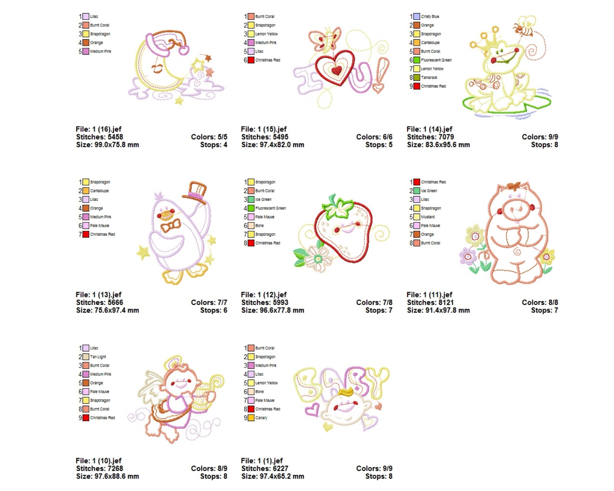 Baby Animal Machine Embroidery Design 20 Types Instant - Etsy