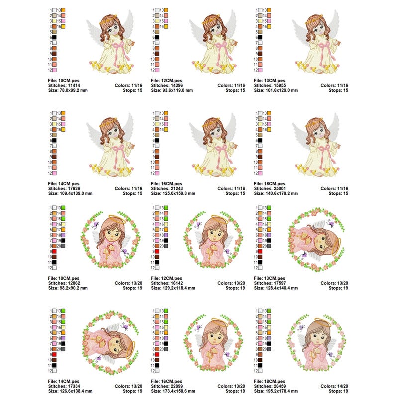 Angel Machine Embroidery Design Set - 6 Sizes - Instant Download - Etsy