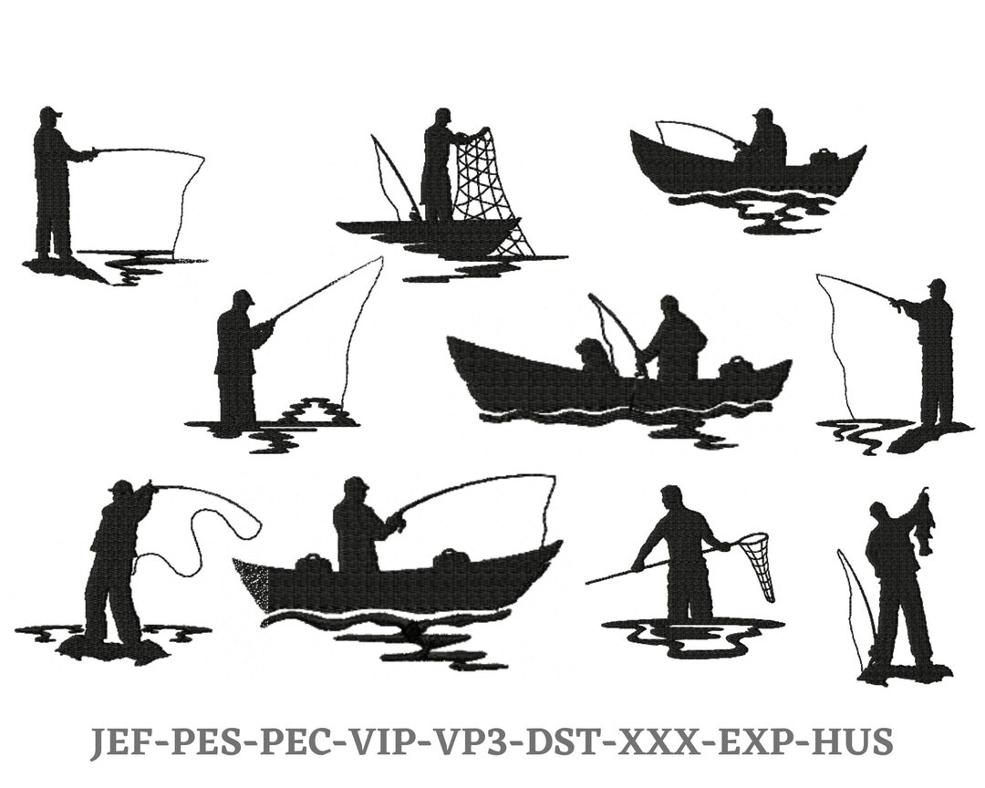 Fisherman Embroidery Designs - 10 Designs Set - Instant Download - Etsy