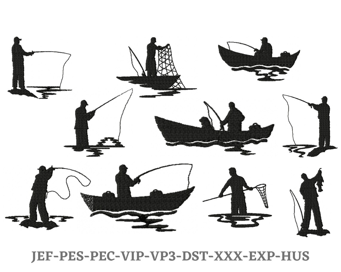 Fisherman Embroidery Designs 10 Designs Set Instant - Etsy