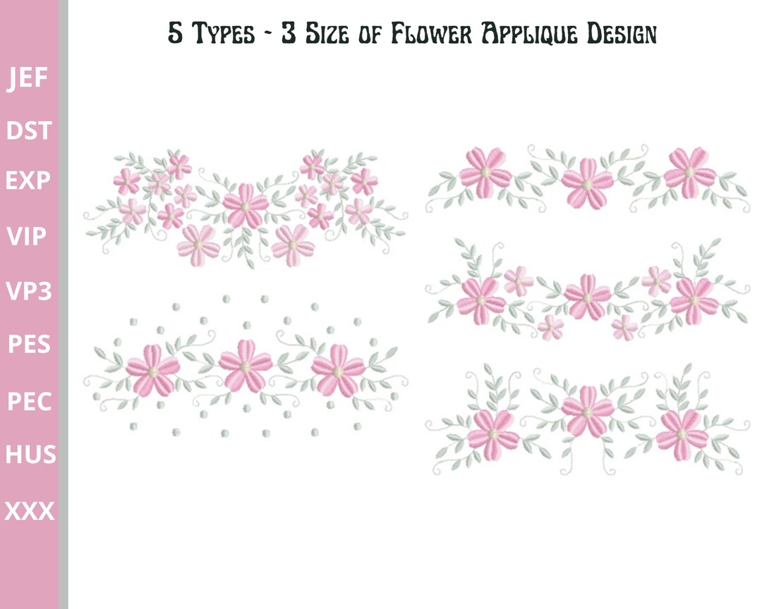 Dreams Flowers Embroidery Design - Flower Applique Machine Embroidery ...