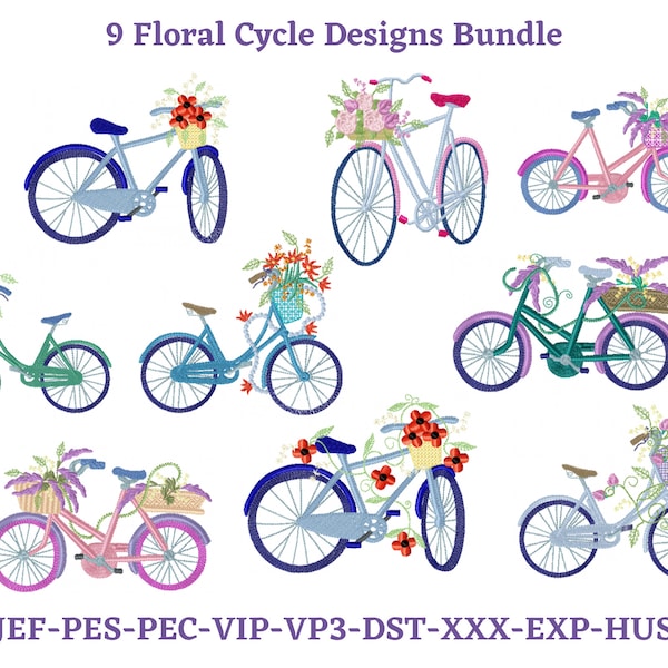 Machine Embroidery Bicycle Designs - Etsy