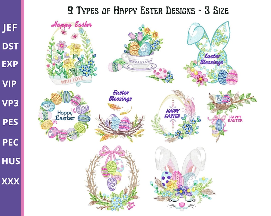 Happy Ester Embroidery Design, Ester Quotes Machine Embroidery Design ...