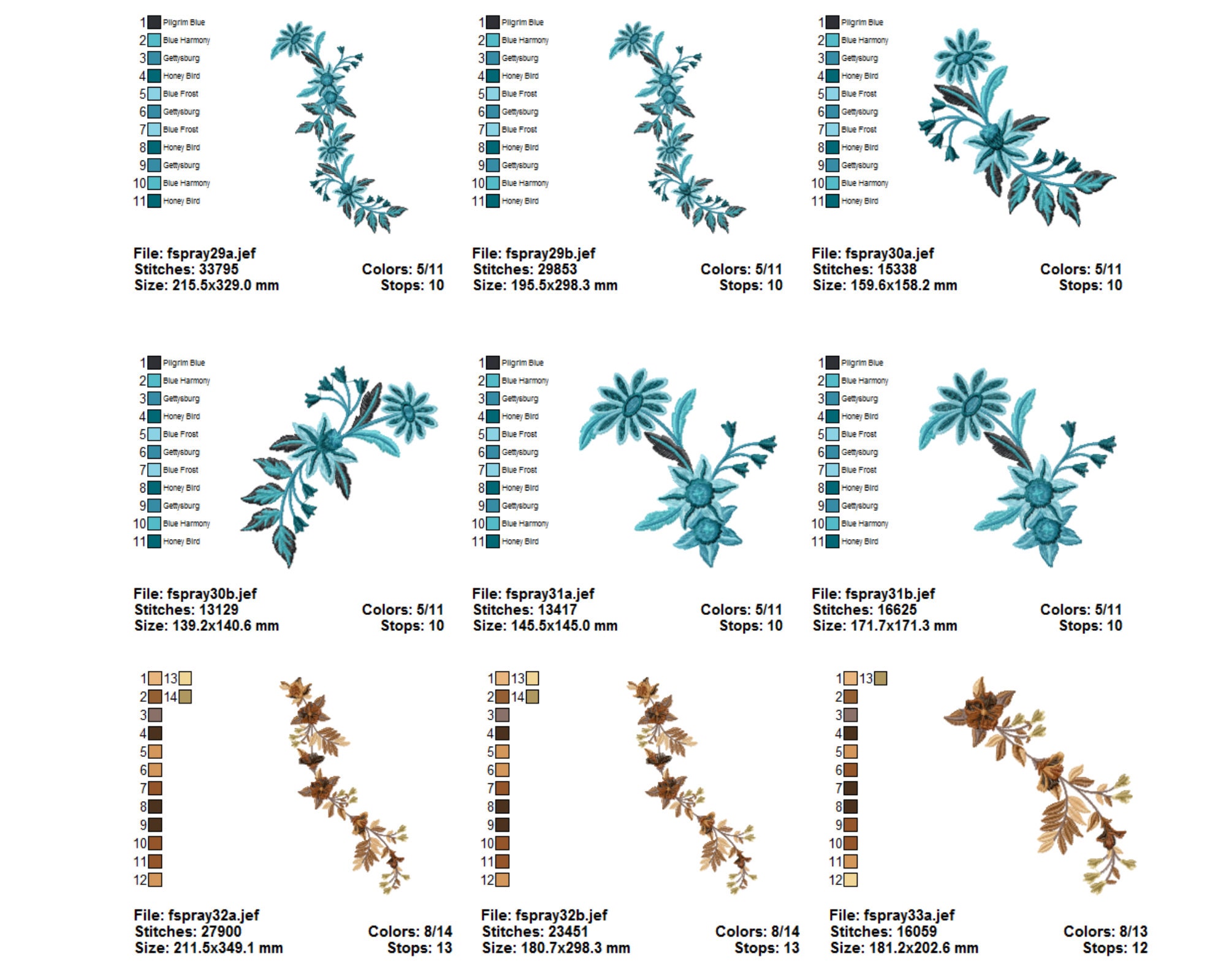 36 Flower Embroidery Design Bundle 2 Sizes Instant | Etsy