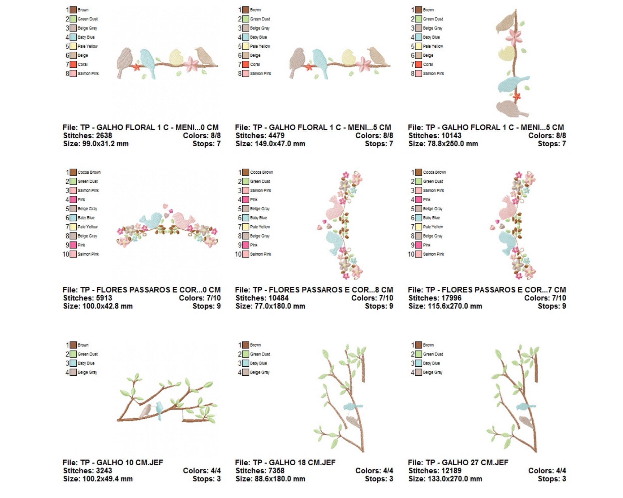 Little Birds Embroidery Design 3 Sizes 9 Types Machine - Etsy