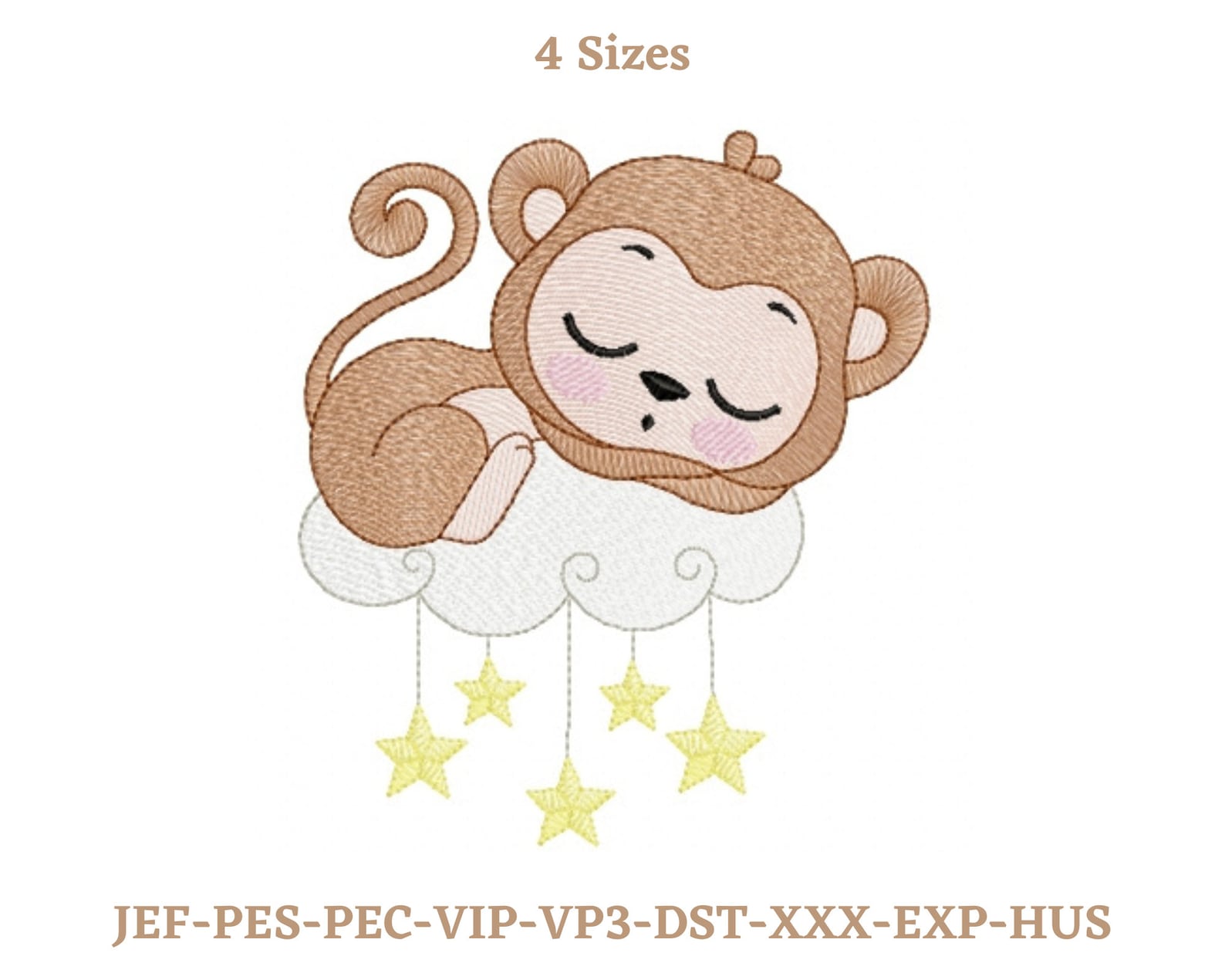 Cute Monkey Embroidery Design - Animal - Machine Embroidery Pattern - 4 ...