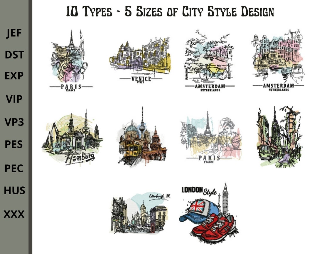 City Embroidery Designs, Machine Embroidery Design, Parise Embroidery ...