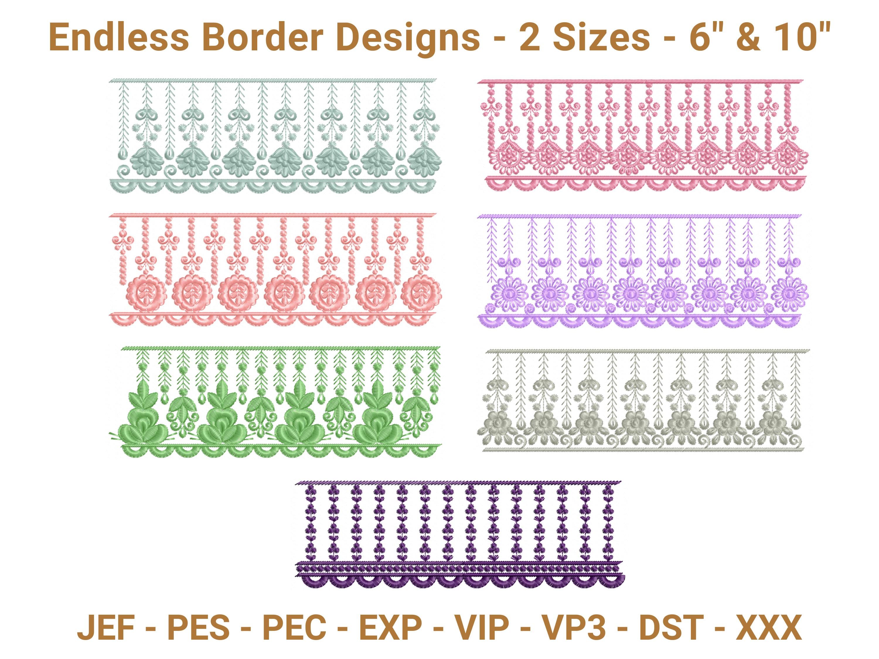 Lace Style Endless Border Embroidery Designs – 7 Borders in 2 Sizes (6 ...