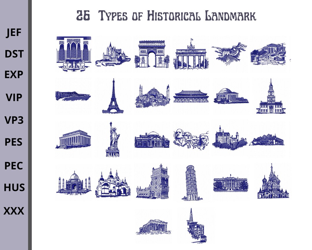 Historical Landmark Embroidery Design - Machine Embroidery Pattern - 26 ...