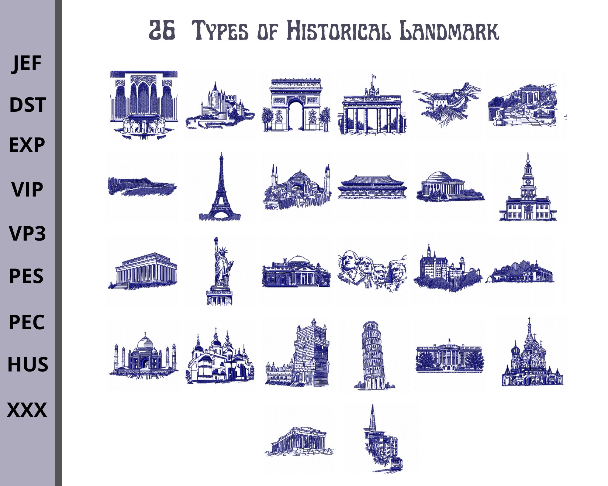 Historical Landmark Embroidery Design - Machine Embroidery Pattern - 26 ...