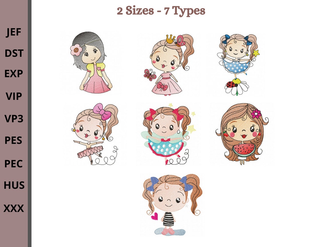 Cute Princess Doll Embroidery Designs, Cute Dancing Doll Machine ...