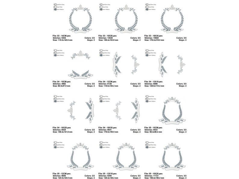 Heraldic Frame Crest Embroidery Design Set | Royal Monogram Machine ...