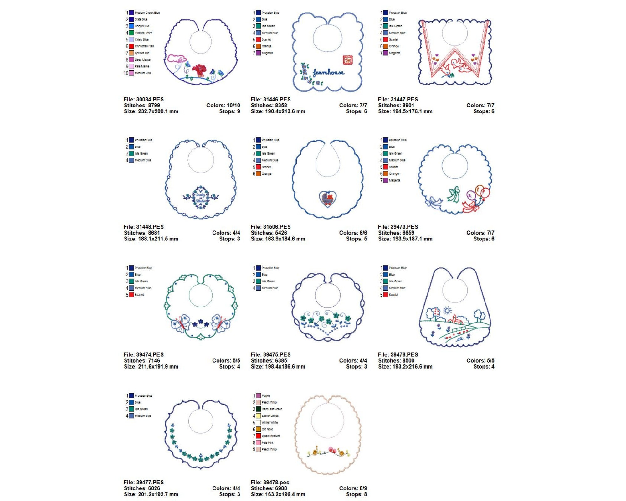 Baby Bibs Embroidery Designs, 8x10 Hoop Size, Floral Baby Bibs Machine ...