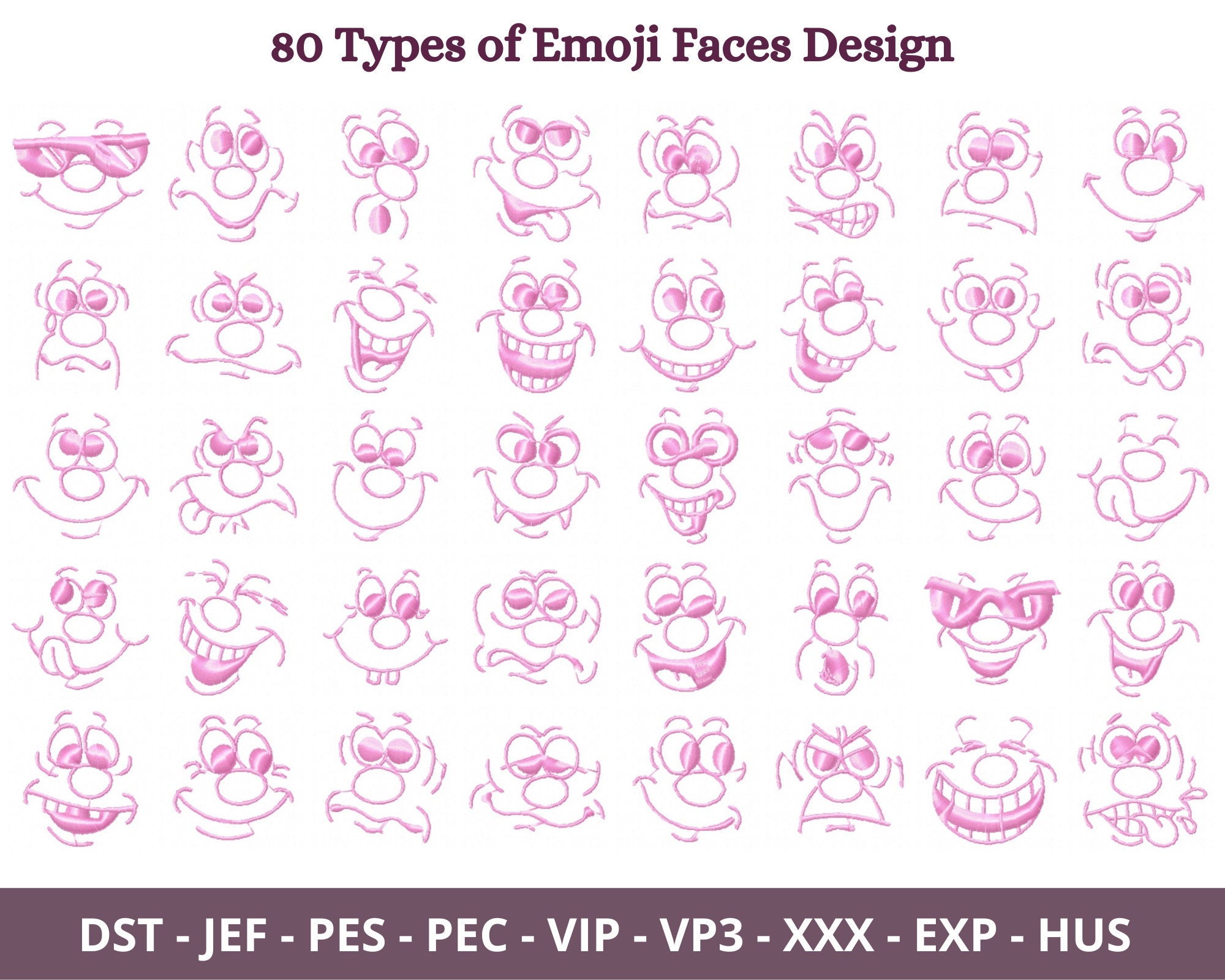 Emoji Faces Embroidery Design Machine Embroidery Pattern - Etsy
