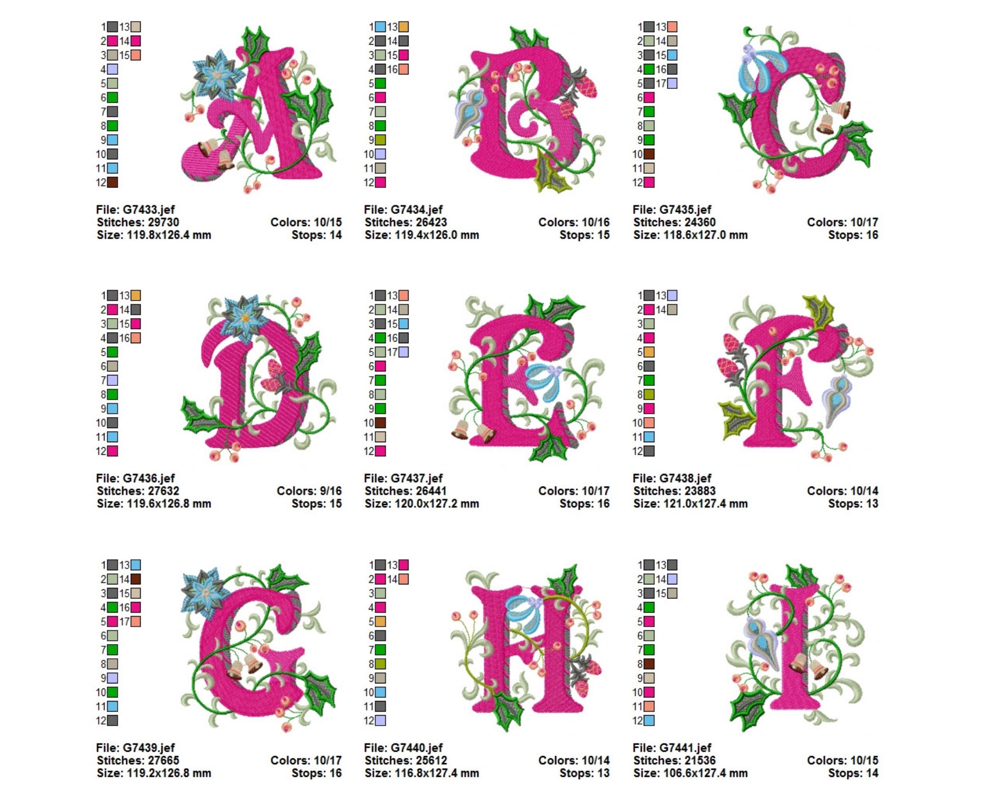 Floral Alphabet & Numbers Embroidery Design Font machine - Etsy