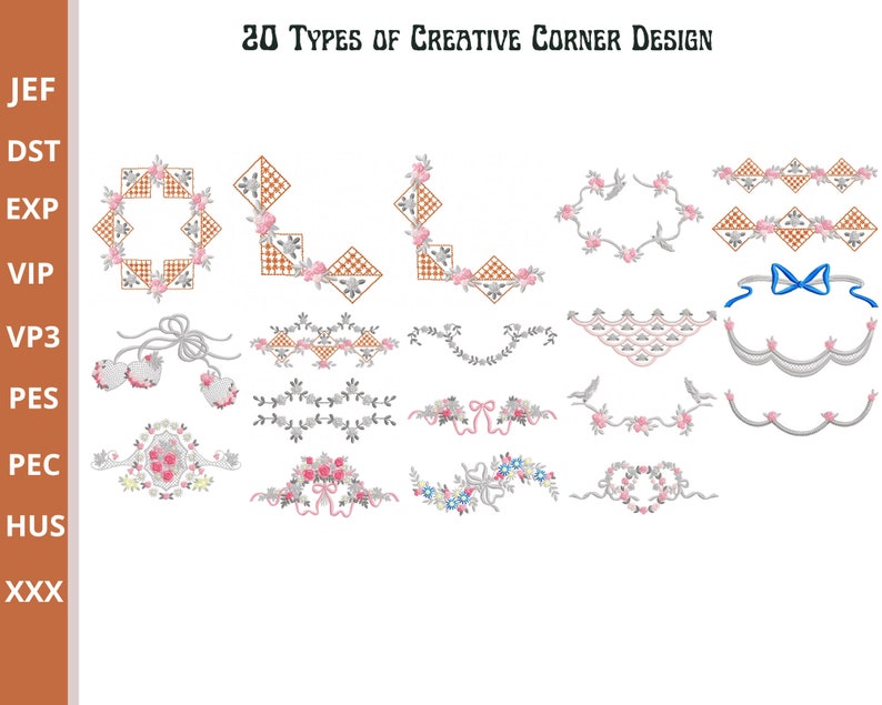 Creative Border Corner Embroidery Design , Flora Cut Border Machine ...