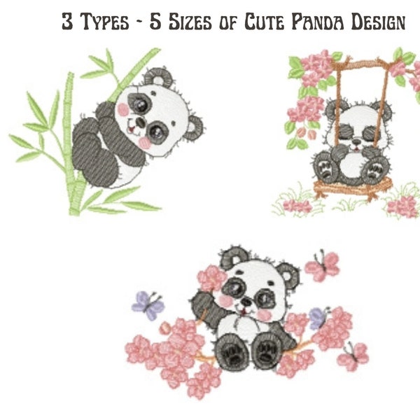 Panda Embroidery - Etsy