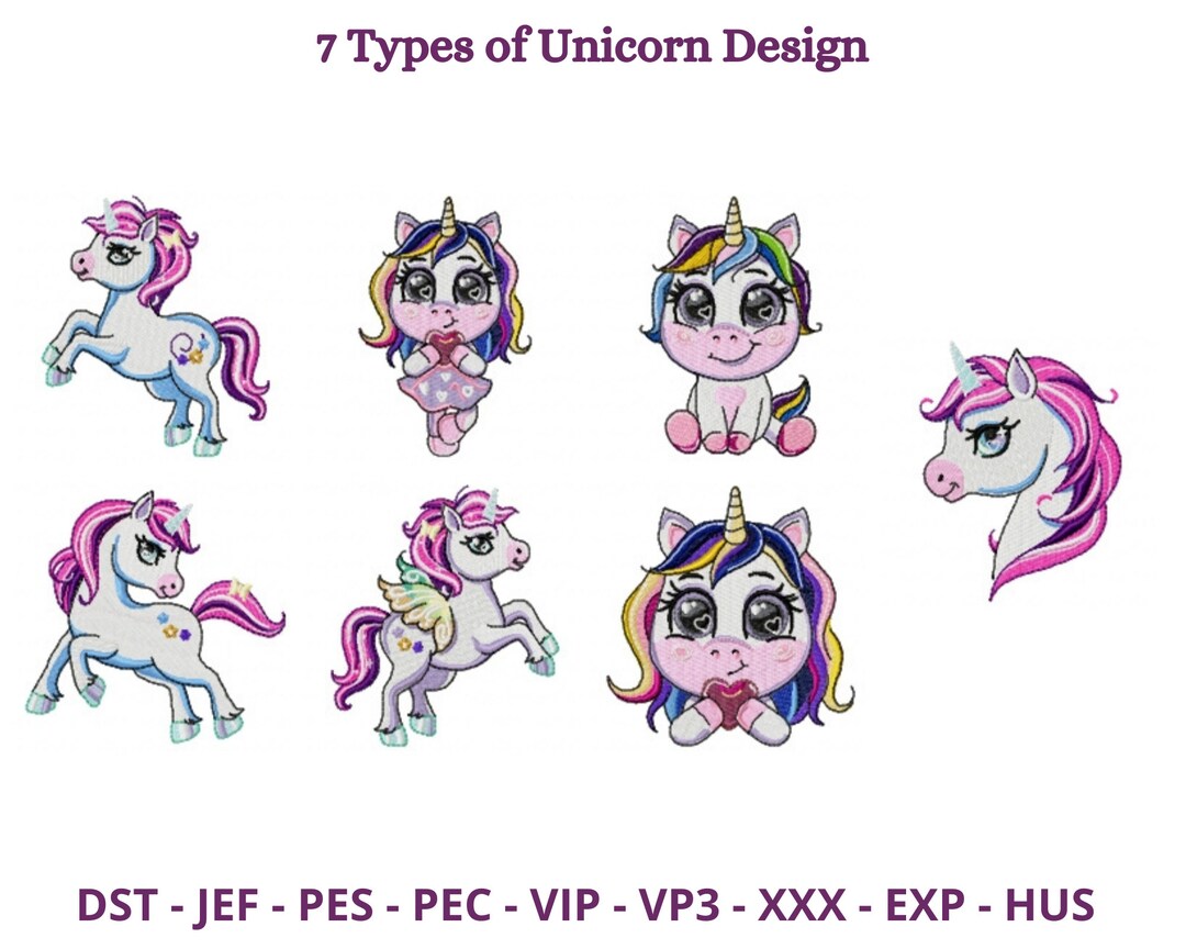 Unicorn Embroidery Design - Machine Embroidery Pattern - 7 Types ...