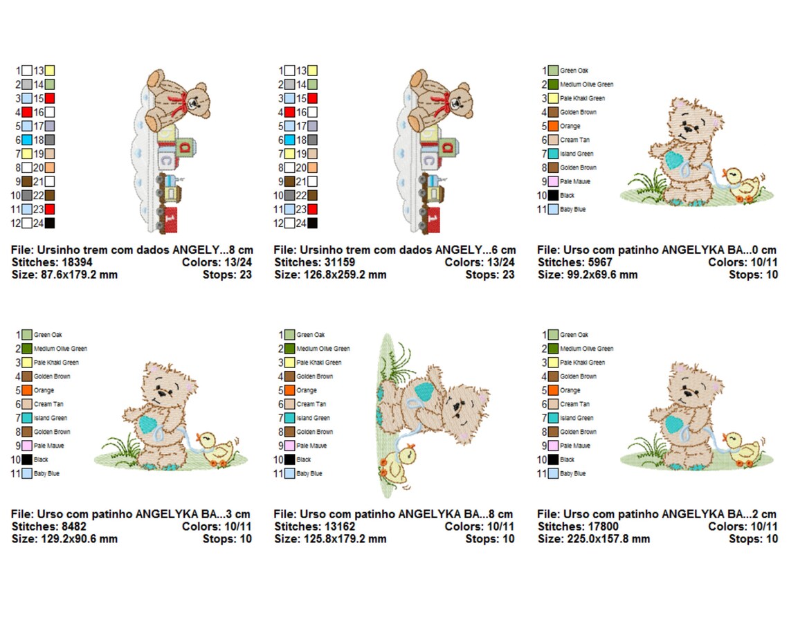 Cute Teddy Embroidery Designs - 4 Sizes - Instant Download - Etsy