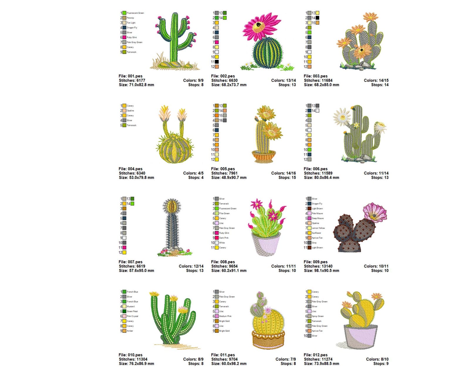 Digital Cactus Flower Machine Embroidery Design , Exquisite Cactus ...