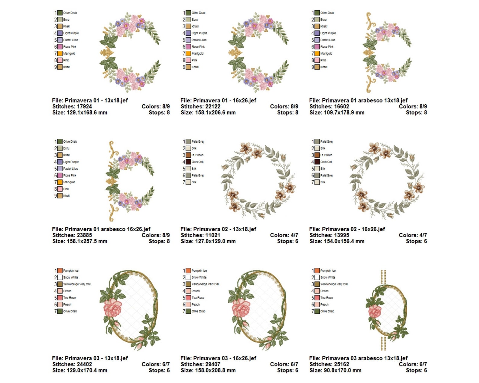 Floral Frame Machine Embroidery Design - 13 Types - 2 Sizes - Instant ...
