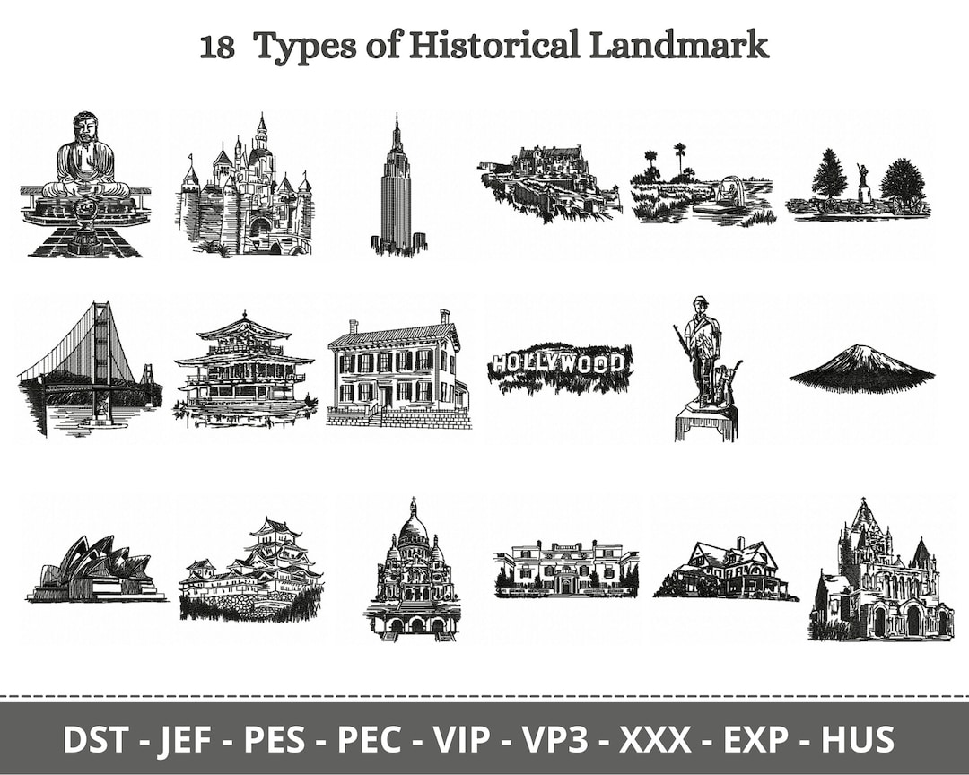 Historical Landmark Embroidery Design - Machine Embroidery Pattern - 18 ...