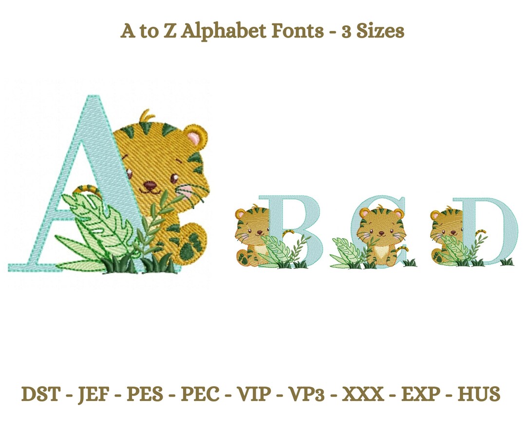 Tiger Alphabet Font Design ,tiger Font Machine Embroidery Design, Font ...