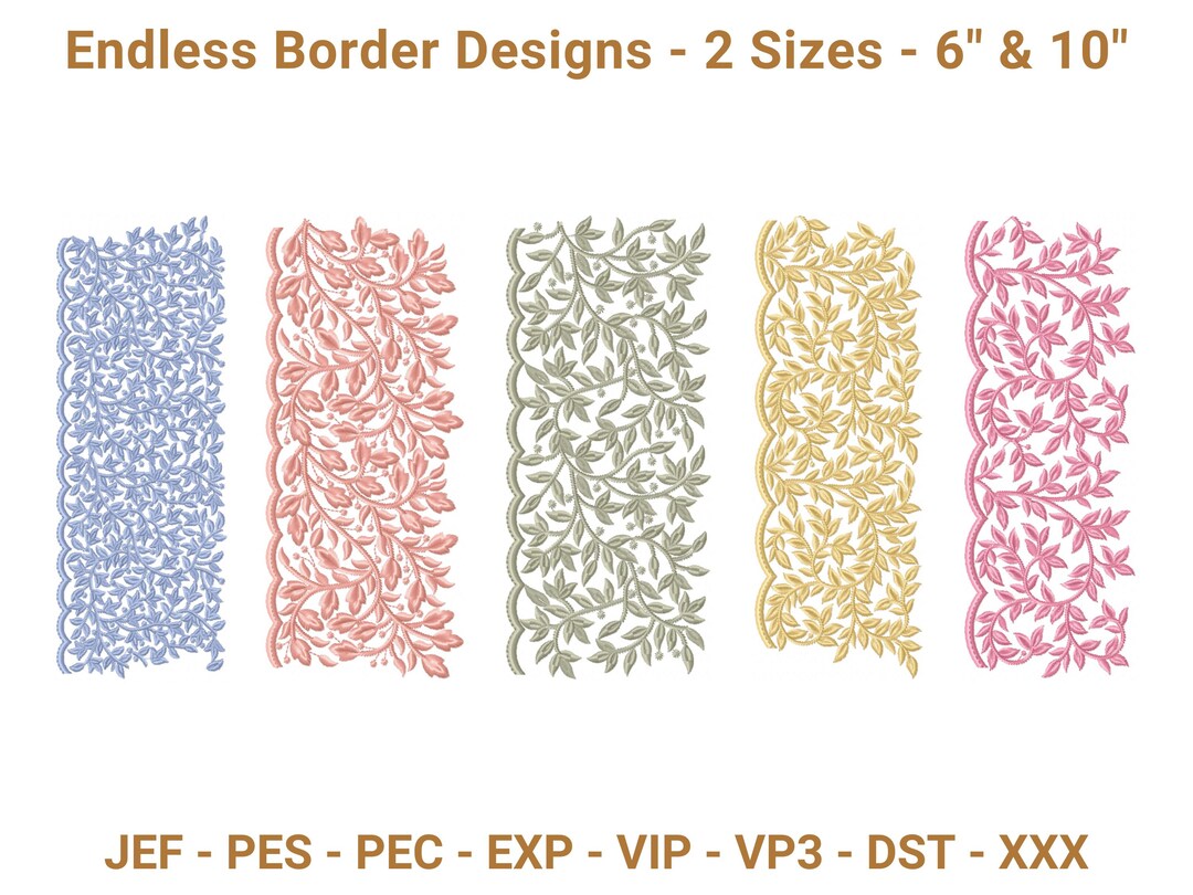 Endless Border Embroidery Designs | 2 Sizes (6" & 10") Machine ...
