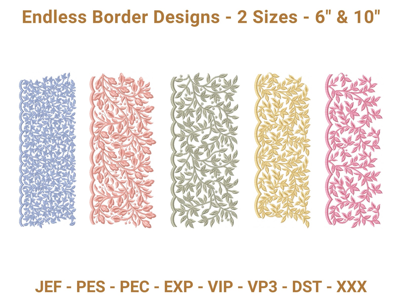 Endless Border Embroidery Designs | 2 Sizes (6" & 10") Machine ...