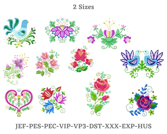 Floral Embroidery Designs 2 Sizes Instant Download - Etsy