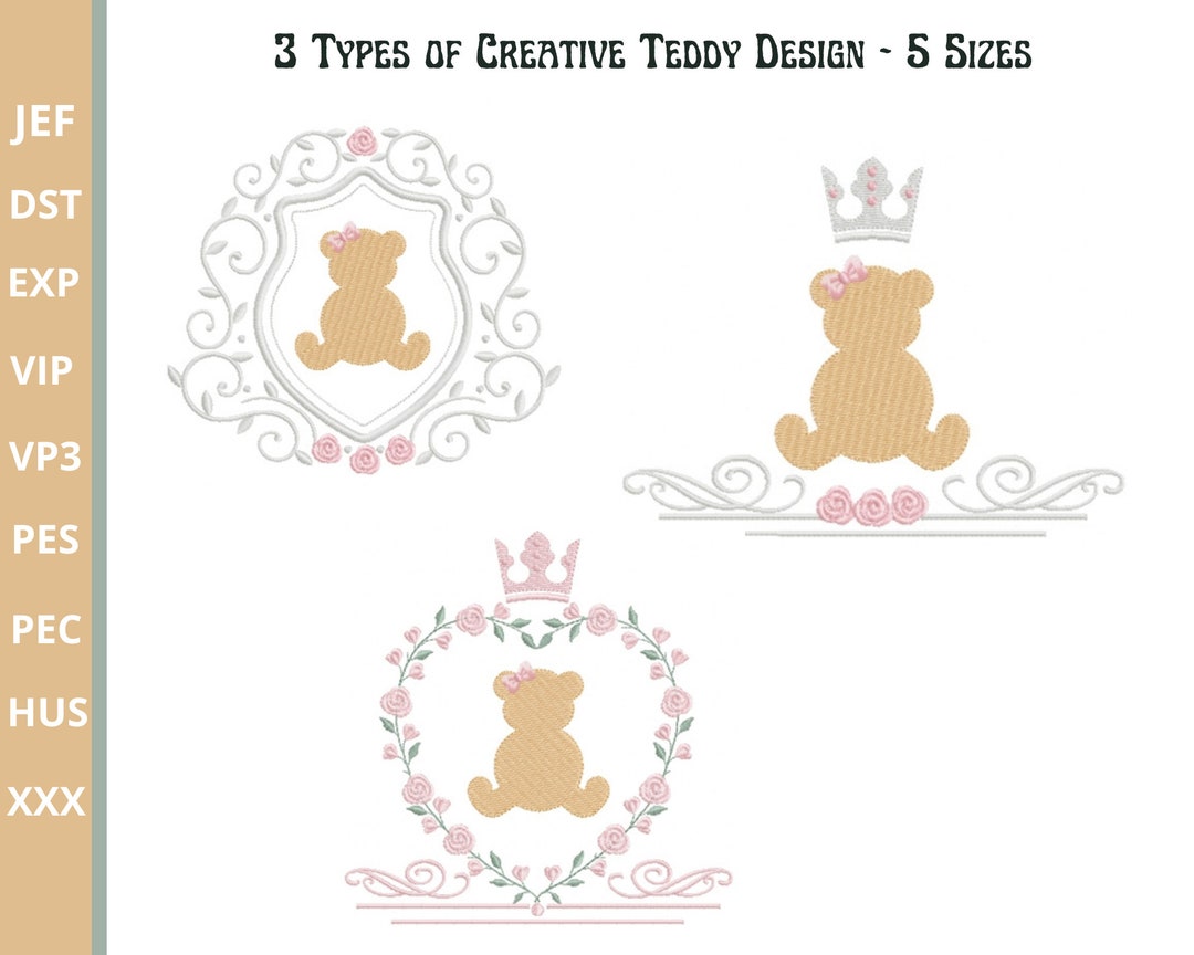 Creative Teddy Bear Embroidery Designs, Cute Teddy Bear Machine ...