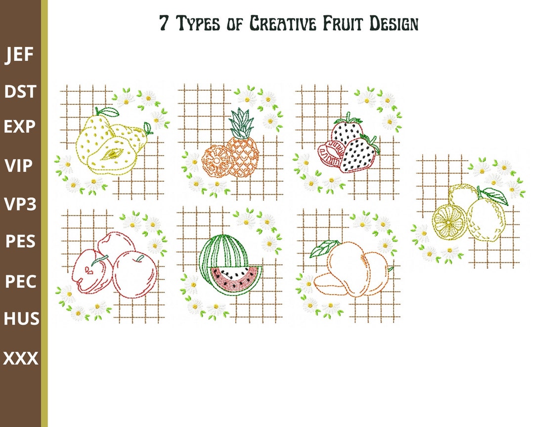 Creative Fruit Embroidery Design , Fruits Machine Embroidery Design ...